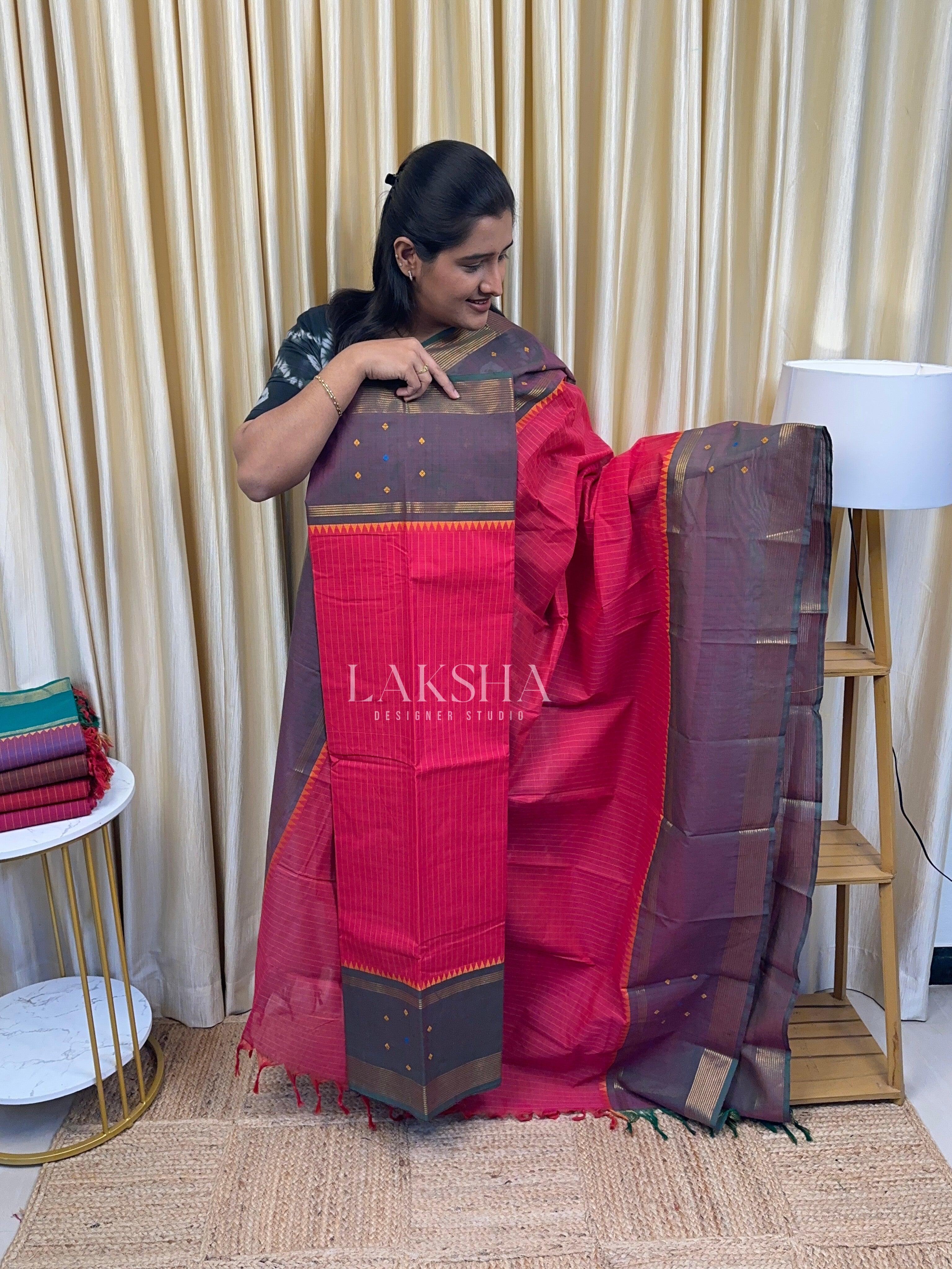 Chettinad Cotton-Rani pink – LAKSHA Designer studio