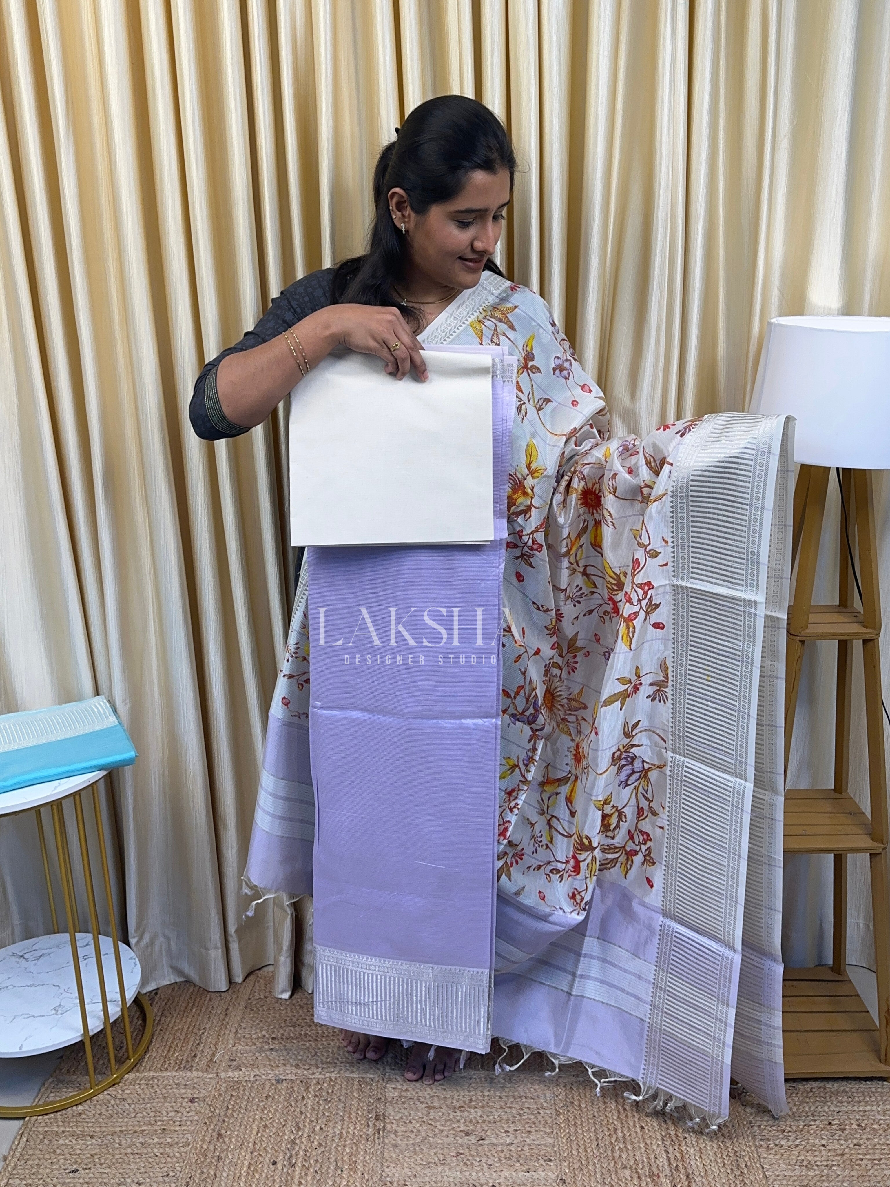 Lavender Mangalgiri Pattu Bigborder – LAKSHA Designer studio