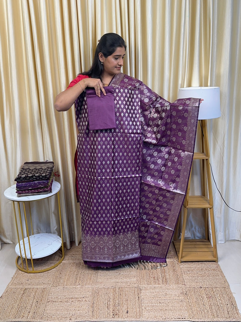 Brocade banarasi silkcotton 3 piece salwar set-1 – LAKSHA Designer studio